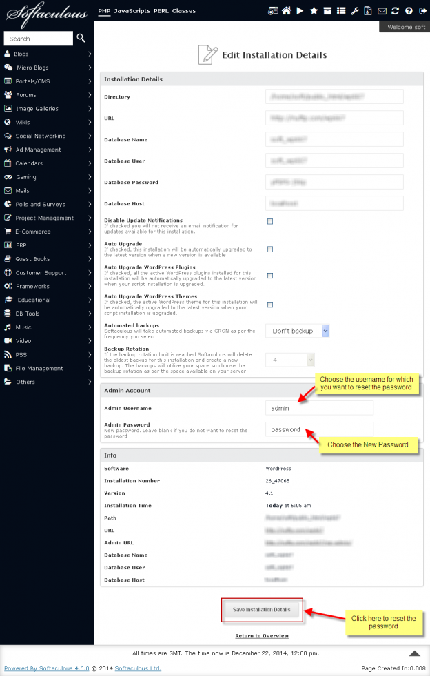 Reset the password of your WordPress installation – Softaculous Blog