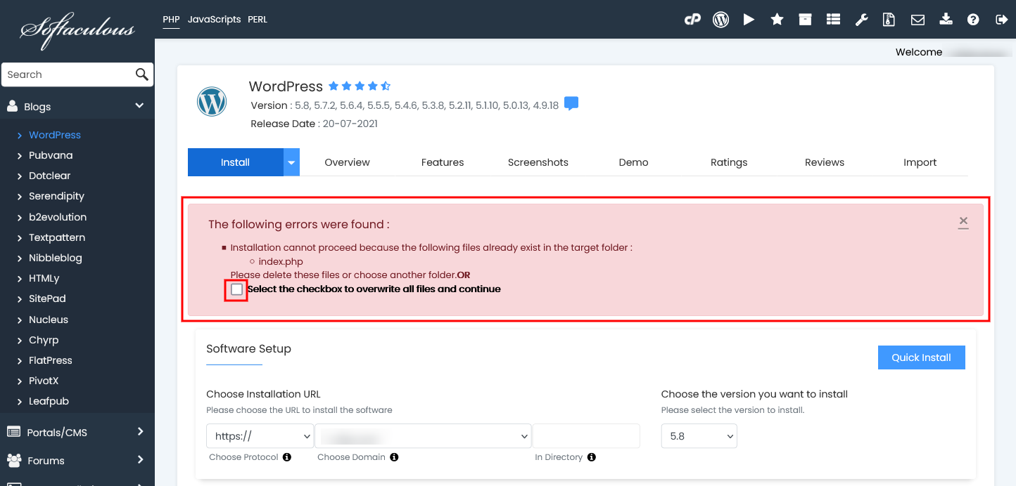 Overwrite Files while installing a Script Overwrite Files while installing a Script