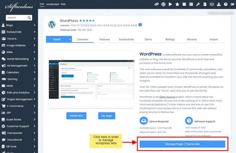 WordPress Manage Sets